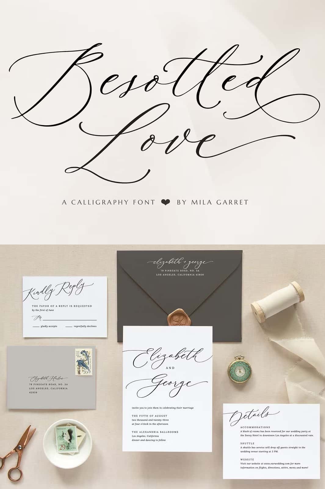 Besotted Wedding Calligraphy Font - Leasted - Graphics Template Resources